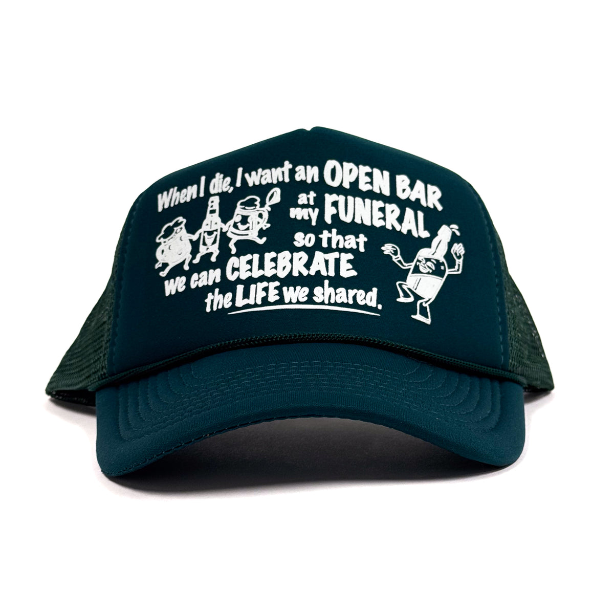 OBF "MOTTO" TRUCKER - Green – Open Bar Funeral